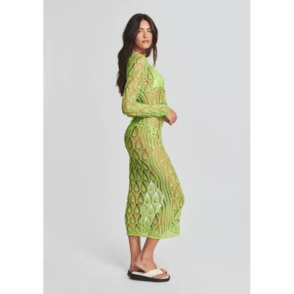 SER.O.YA | Dresses | Seroya Allison Crochet Cardigan Lime Green Open ...